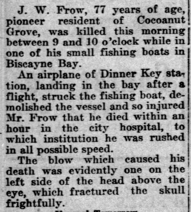 Captain John Simon Frow, Miami Florida Pioneer & Sea Captain Survived ...
