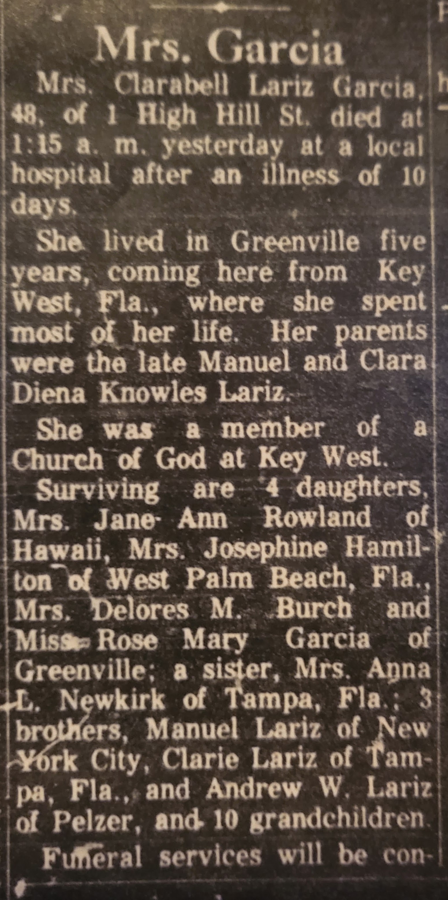 Clara Belle LARIZ Garcia – Exploring Florida History