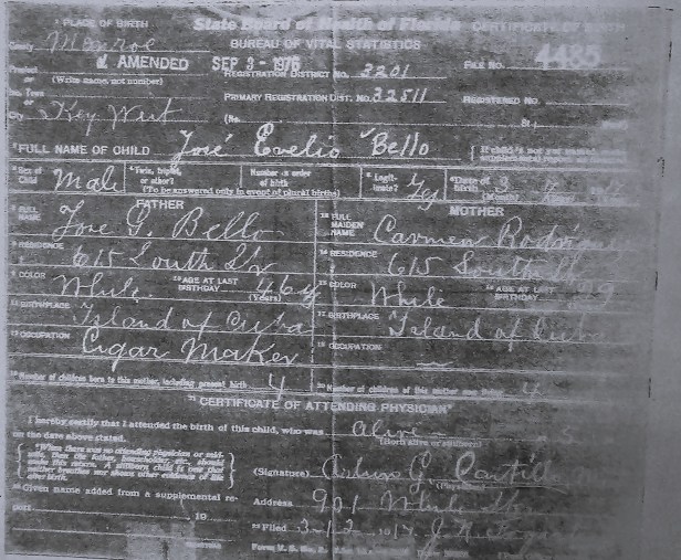 Jose Evelio Garcia Bello (Joe Bello) – Exploring Florida History